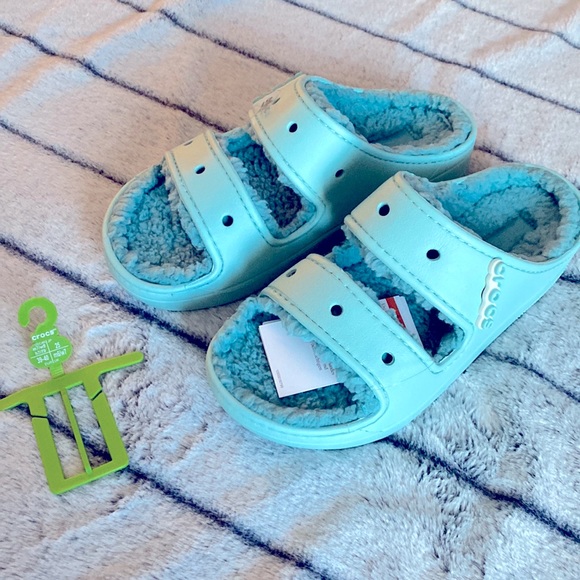 CROCS | Shoes | Crocs Classic Cozzzy Pure Water Blue Lined Sandals ...